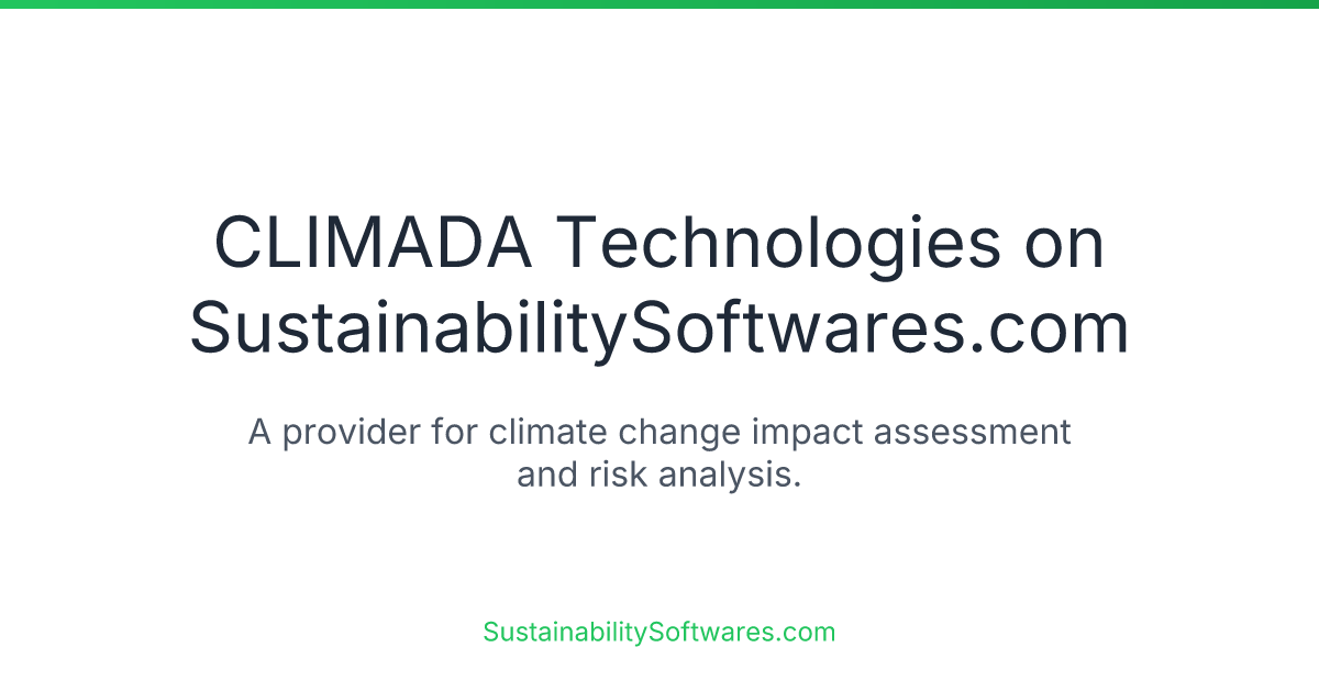 CLIMADA Technologies - Sustainability Software