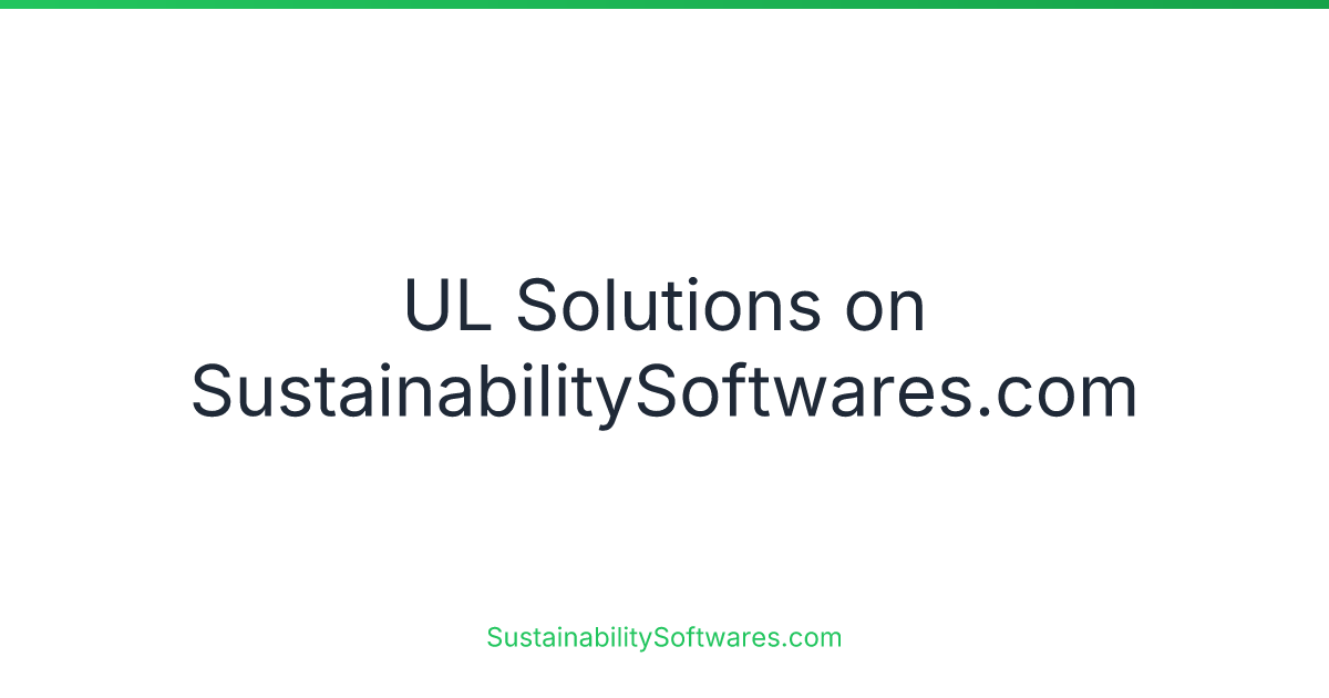 UL Solutions - Sustainability Software